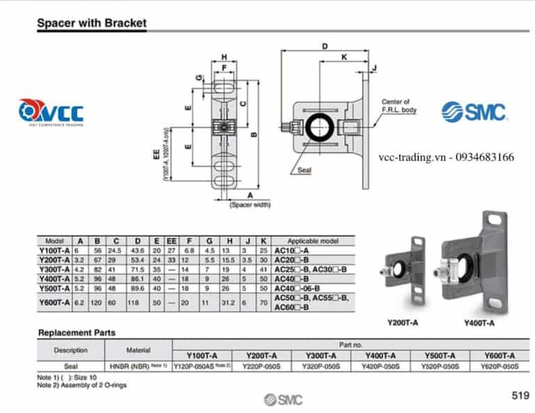 Giá đỡ / Spacer with bracket Y300T-A - Công ty Cổ phần Thương mại Năng Lực Việt -VCC Trading